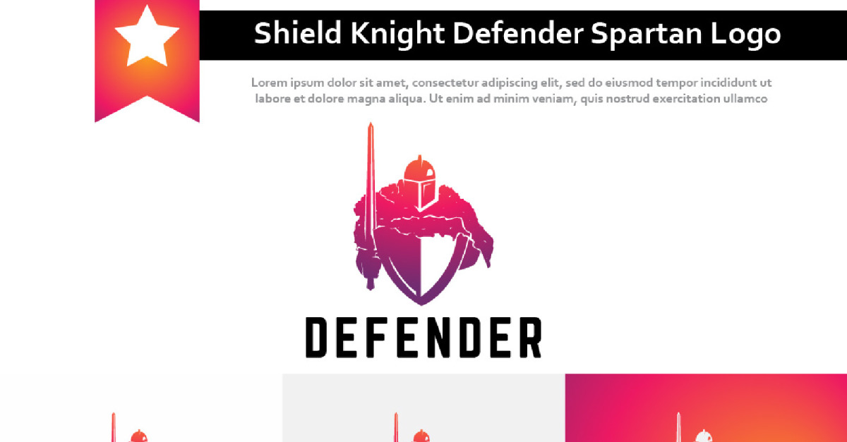 Escudo Espada Cavaleiro Defensor Spartan Soldier Guerreiro Mascote Logo