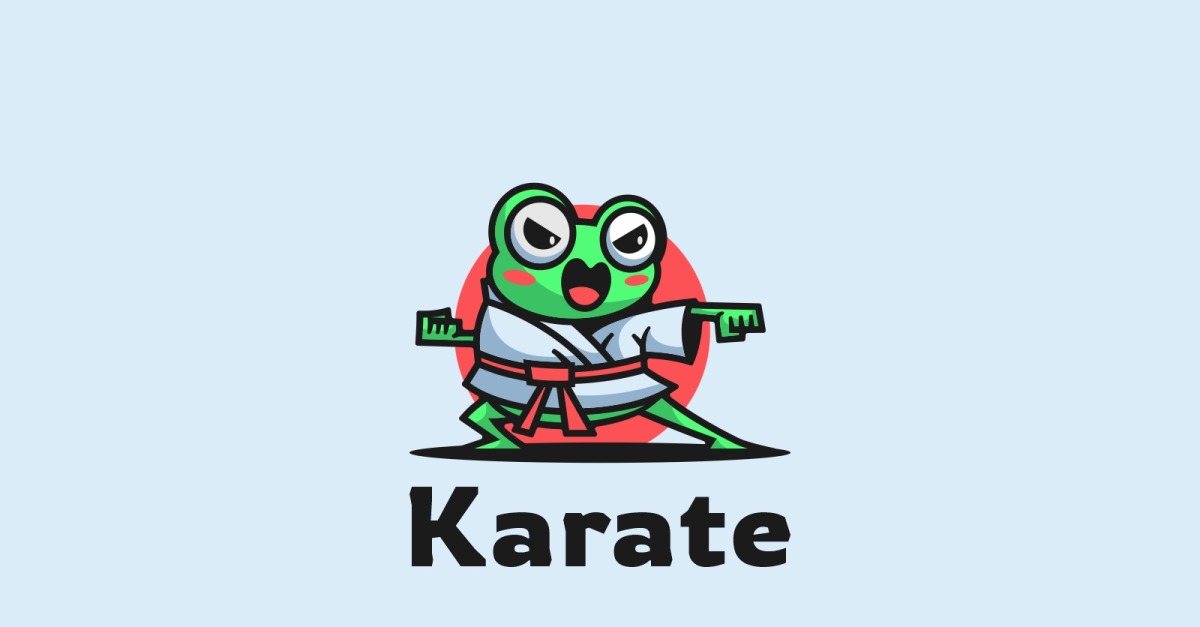 Karate Frog Cartoon Logo Style #218180 - TemplateMonster