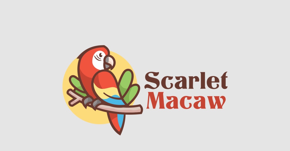 Logotipo de la mascota del color de la guacamaya roja