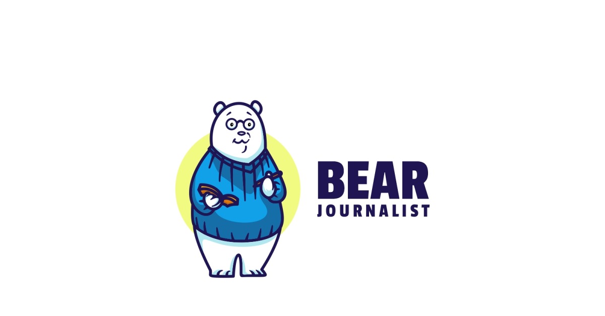 Bear Journalist Cartoon Logo #218256 - TemplateMonster