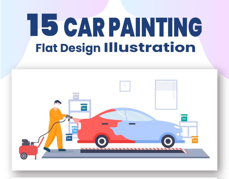 15 Car Painting Machine with Spray Gun Illustration