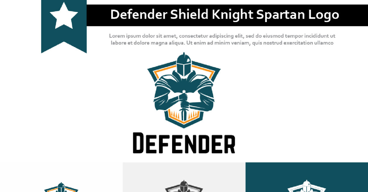 Defensor Escudo Caballero Spartan Soldado Guerrero Armadura Guerra Logo