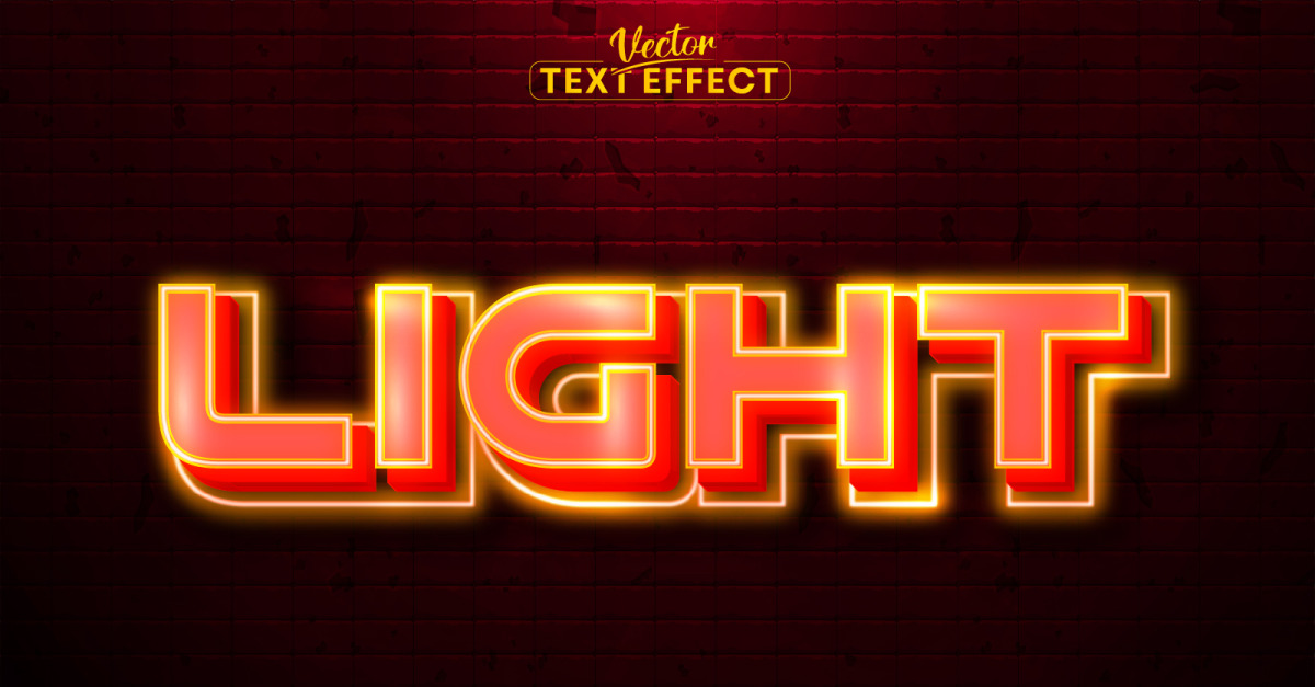 Light - Orange Color Neon Style, Editable Text Effect, Font Style ...
