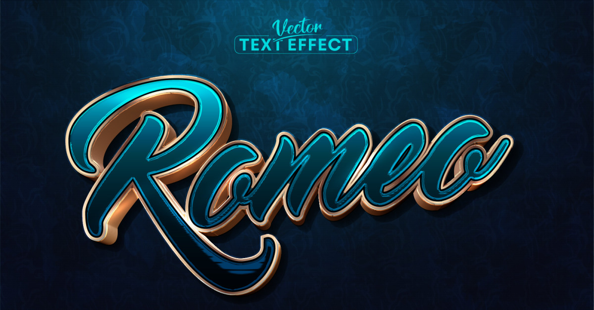 Romeo - Style turquoise et or, effet de texte modifiable, style de ...