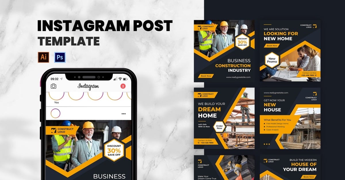 Business Construction Instagram Post - TemplateMonster