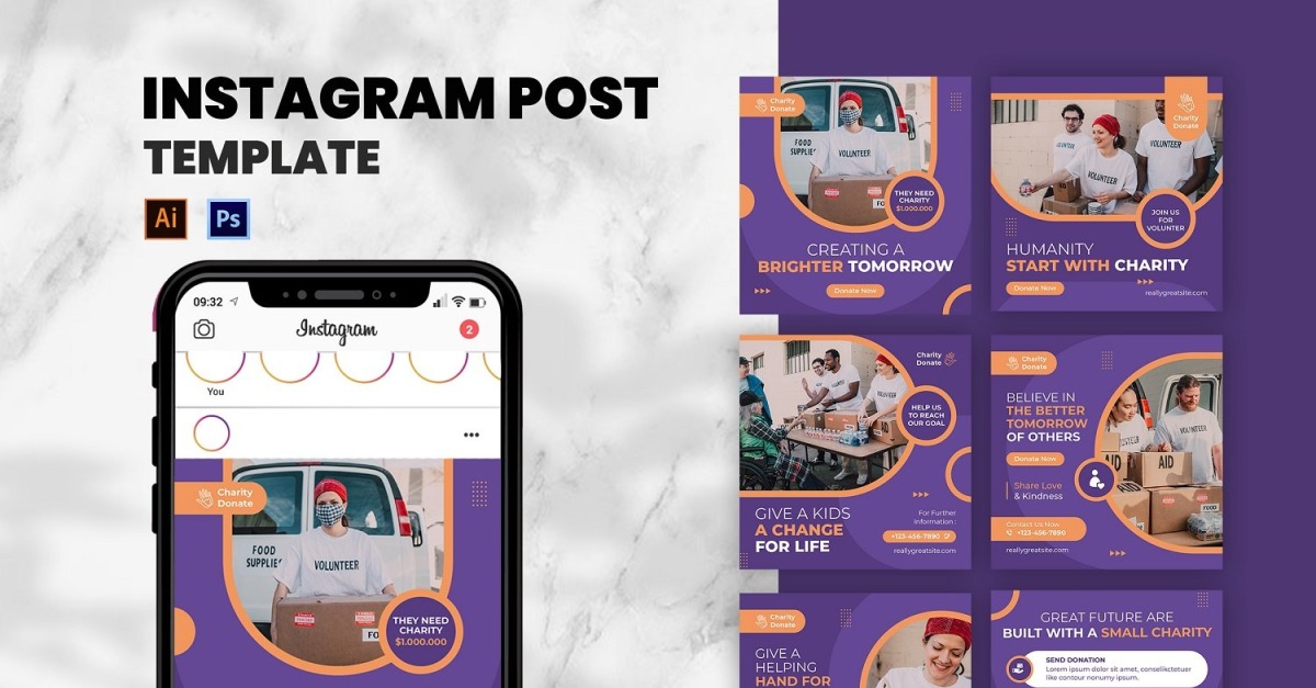 Charity Donate Instagram Post #218649 - TemplateMonster