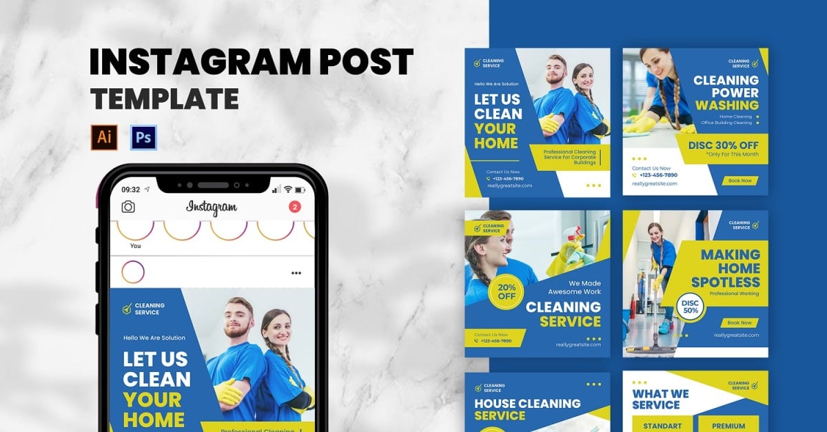 Cleaning Service Instagram Post #218614 - TemplateMonster