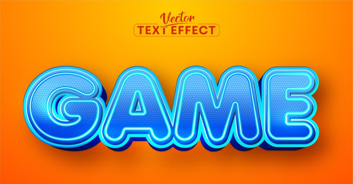 Game - Blue Cartoon Style, Editable Text Effect, Font Style, Graphics ...