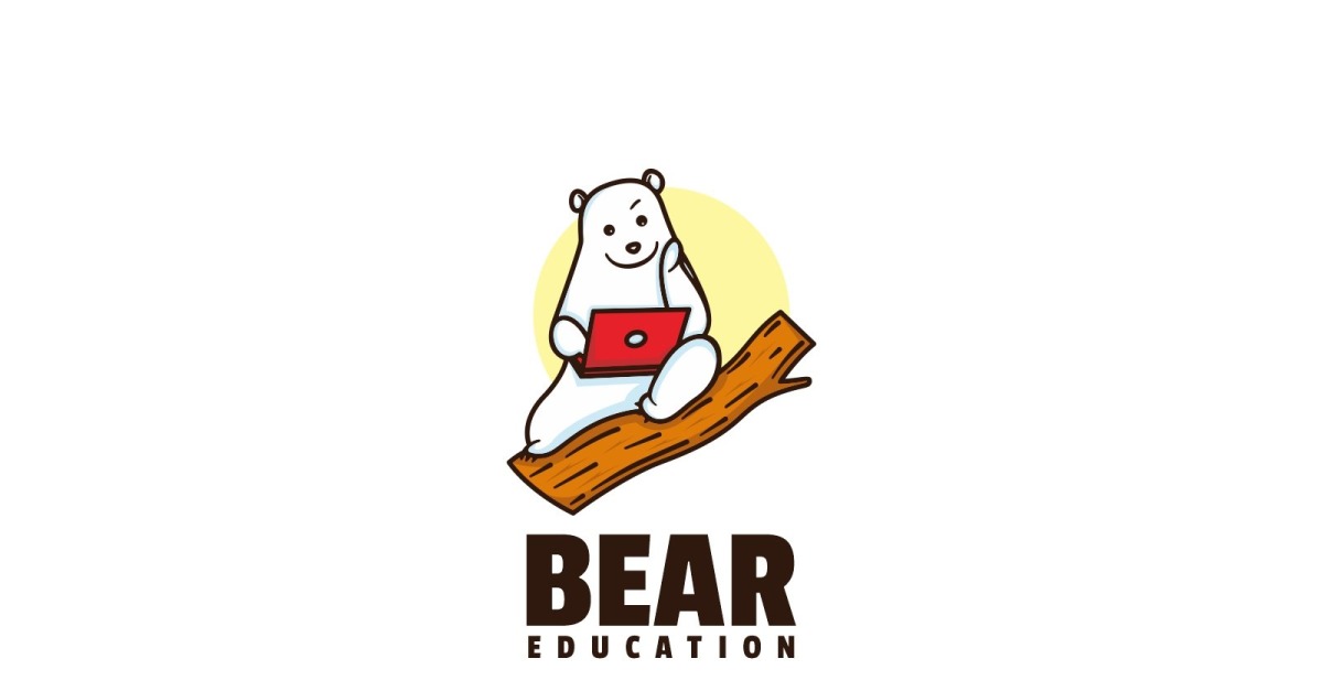 Logotipo simples mascote do Bear Education - TemplateMonster