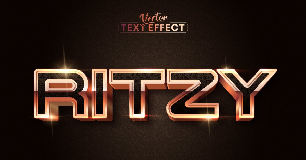Ritzy - Gold Style, Editable Text Effect, Font Style, Graphics Illustration