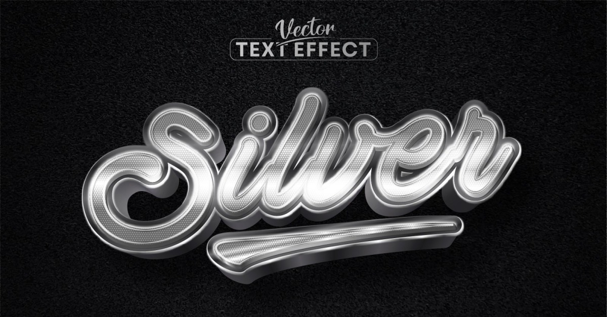 Silver - Metallic Style, Editable Text Effect, Font Style, Graphics ...
