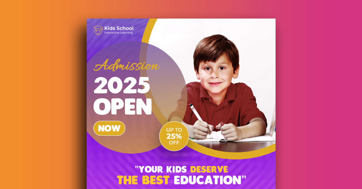 Kids School Education Admission Instagram Post Social media post template