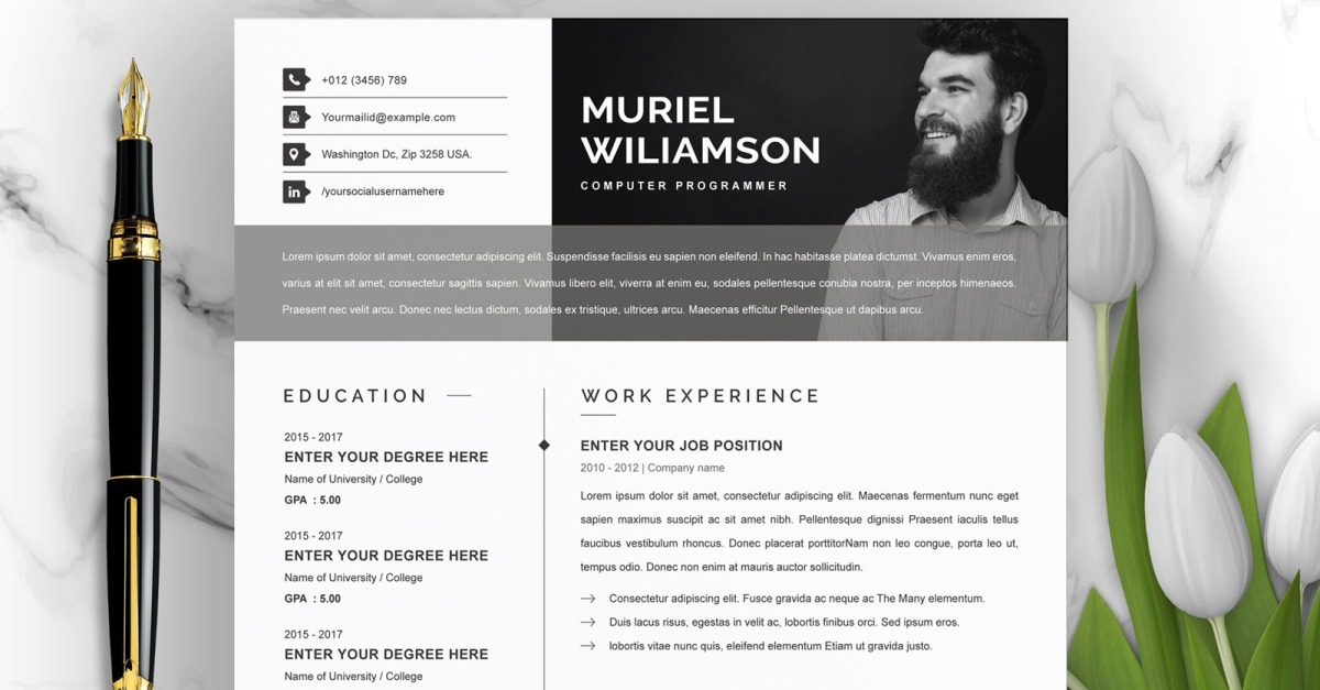 Muriel / Professional CV Template #218827 - TemplateMonster