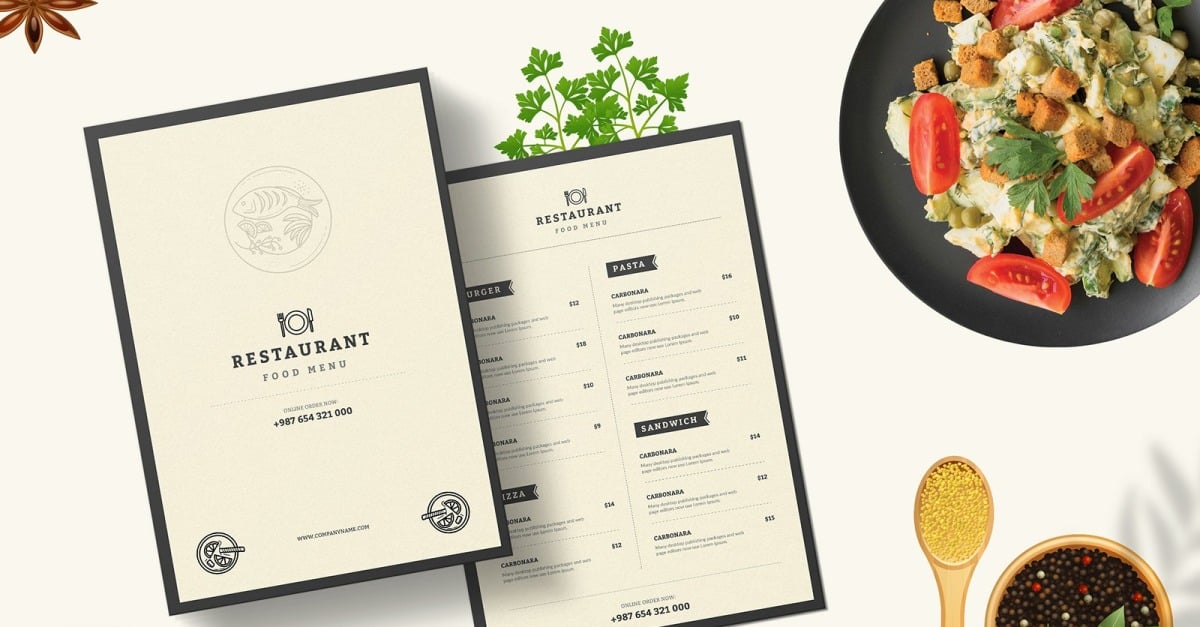 Minimalist Food Menu Design #218919 - TemplateMonster