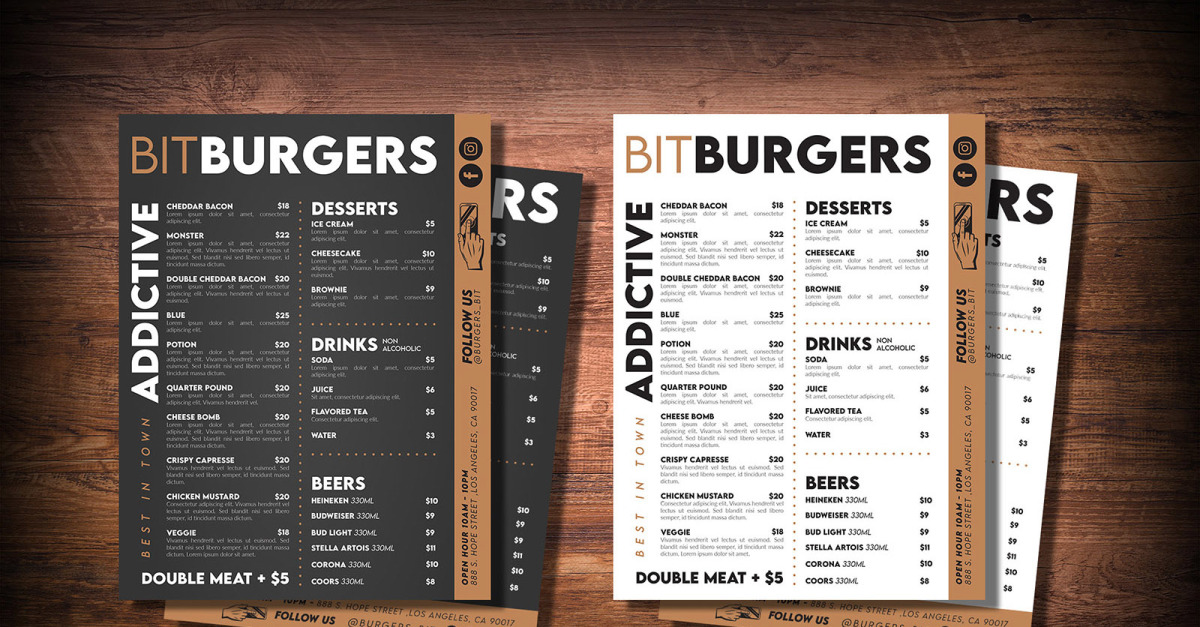 4 Modern Restaurant Or Bar Menu #218900 - TemplateMonster