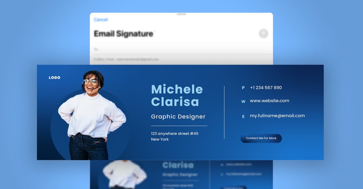 Navy Blue Modern Email Signature Template - TemplateMonster