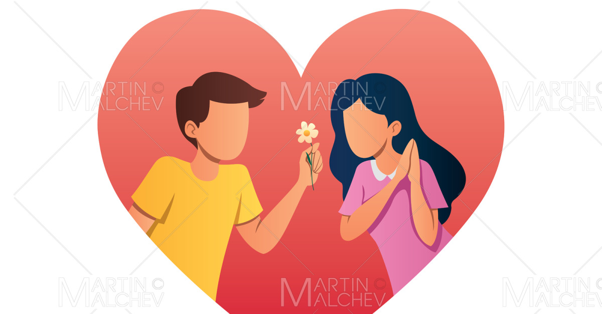 Falling in Love Flat Design Vector Illustration