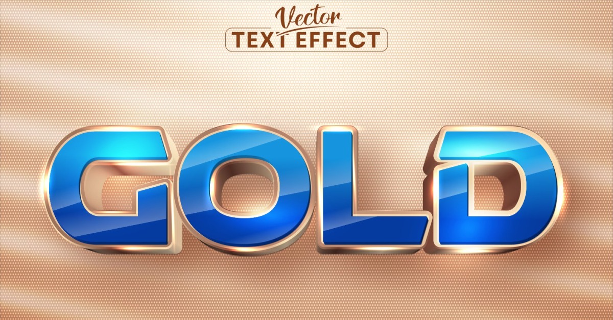 Gold - Blue And Gold Style, Editable Text Effect, Font Style, Graphics ...