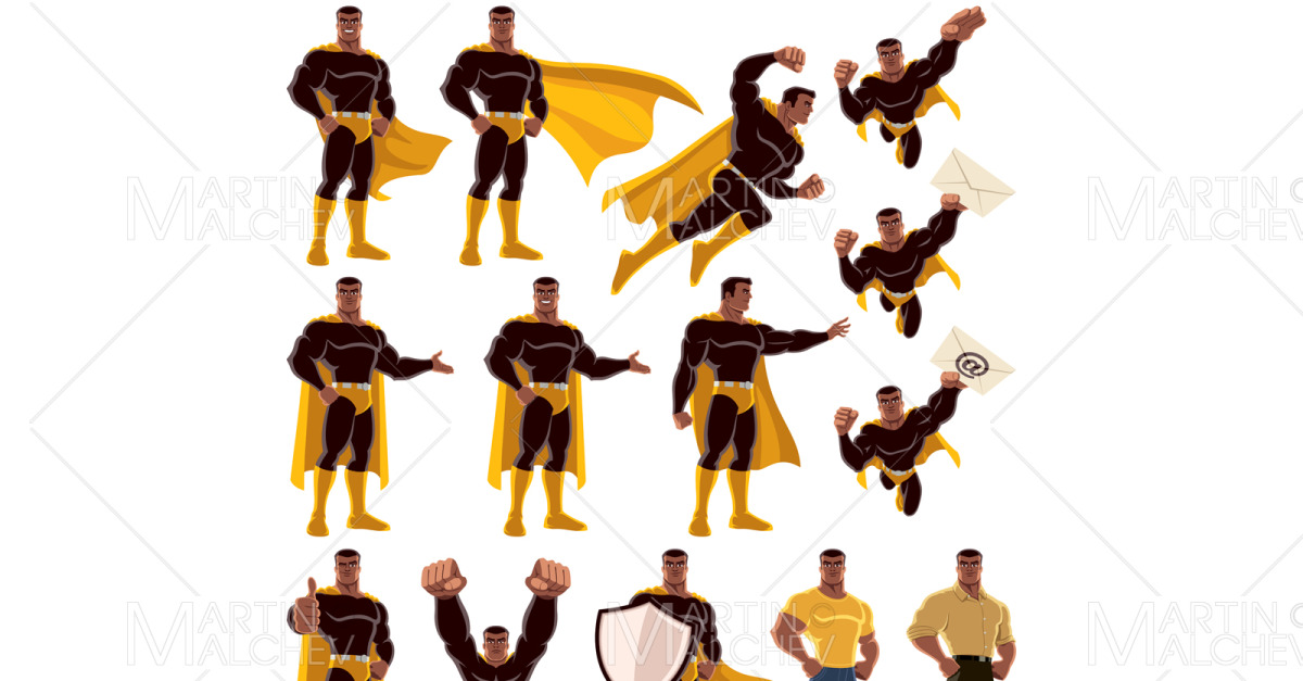 Superhero Black Set Vector Illustration - TemplateMonster
