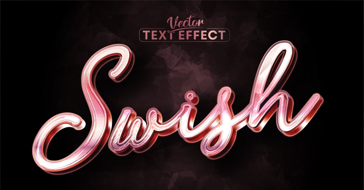 Swish - Metallic Rose Gold Style, Editable Text Effect, Font Style, Graphics Illustration
