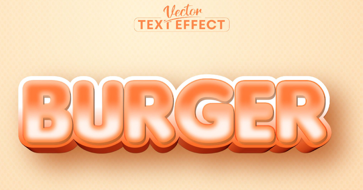 Burger - Orange Color Cartoon Style, Editable Text Effect, Font Style ...