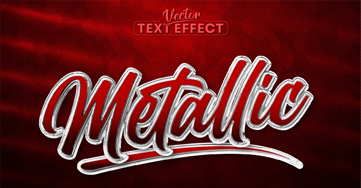 Metallic - Red Color And Dark Silver Style, Editable Text Effect, Font ...