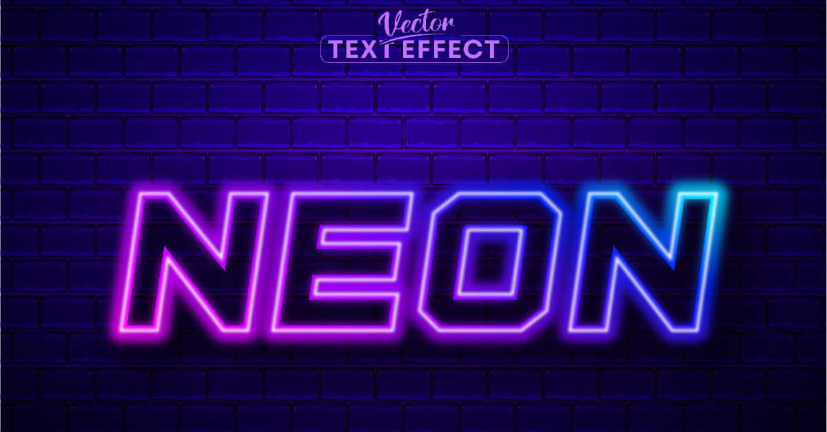 Neon - Multicolor Neon Glowing Style, Editable Text Effect, Font Style ...