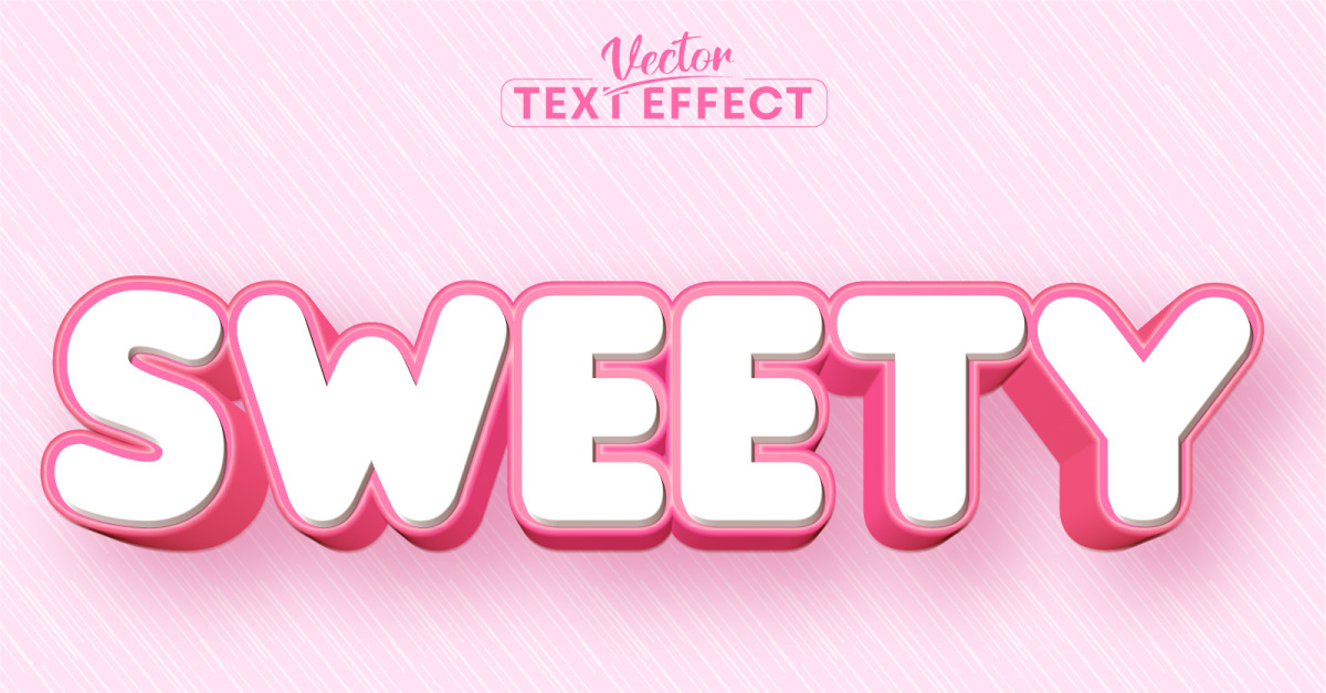 Sweet - Pink Color Cartoon Style, Editable Text Effect, Font Style ...
