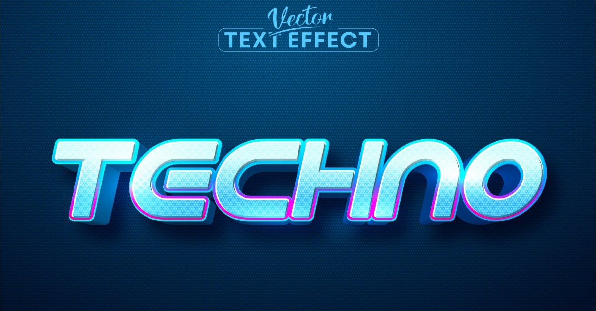 Techno - Cartoon Style, Editable Text Effect, Font Style, Graphics ...