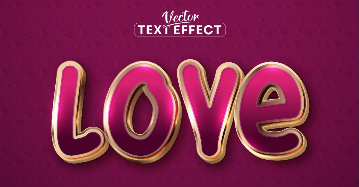 Love - Editable Text Effect, Golden Font Style, Graphics Illustration