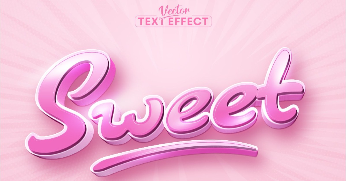 Sweet - Pink Color And Cartoon Style, Editable Text Effect, Font Style ...