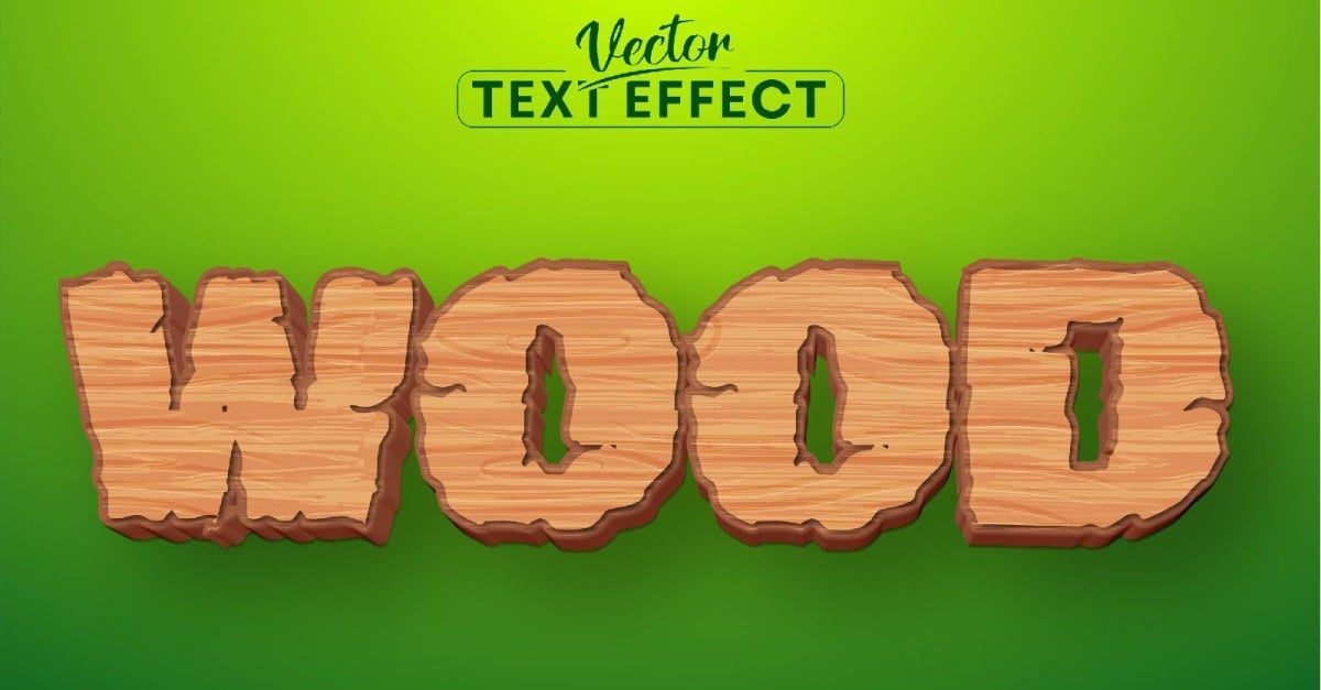 Wood - Editable Text Effect, Cartoon Wooden Font Style, Graphics ...