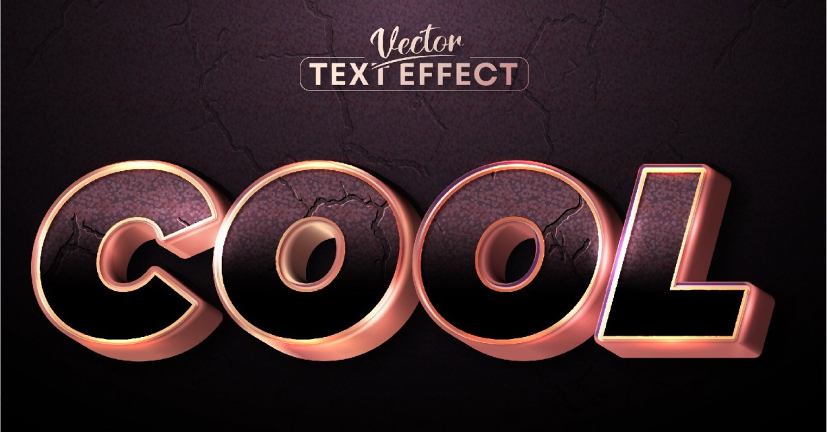 Cool - Editable Text Effect, Shiny Rose Golden Font Style, Graphics ...