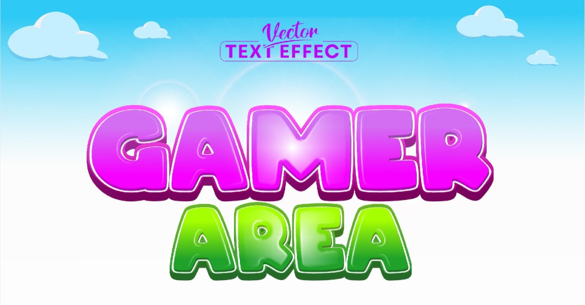 Gamer Area - Editable Text Effect, Mobile Game And Cartoon Font Style ...