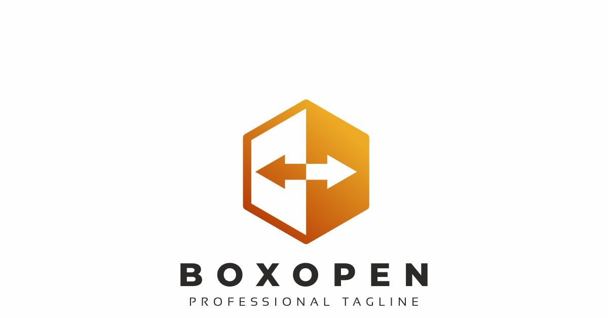 Modèle de logo ouvert de boîte hexagonale - TemplateMonster