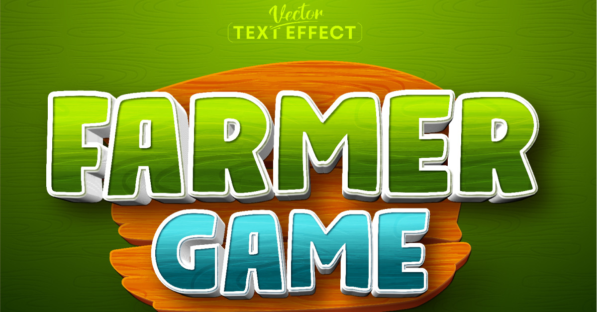 Farmer Game - Editable Text Effect, Cartoon And Game Font Style ...