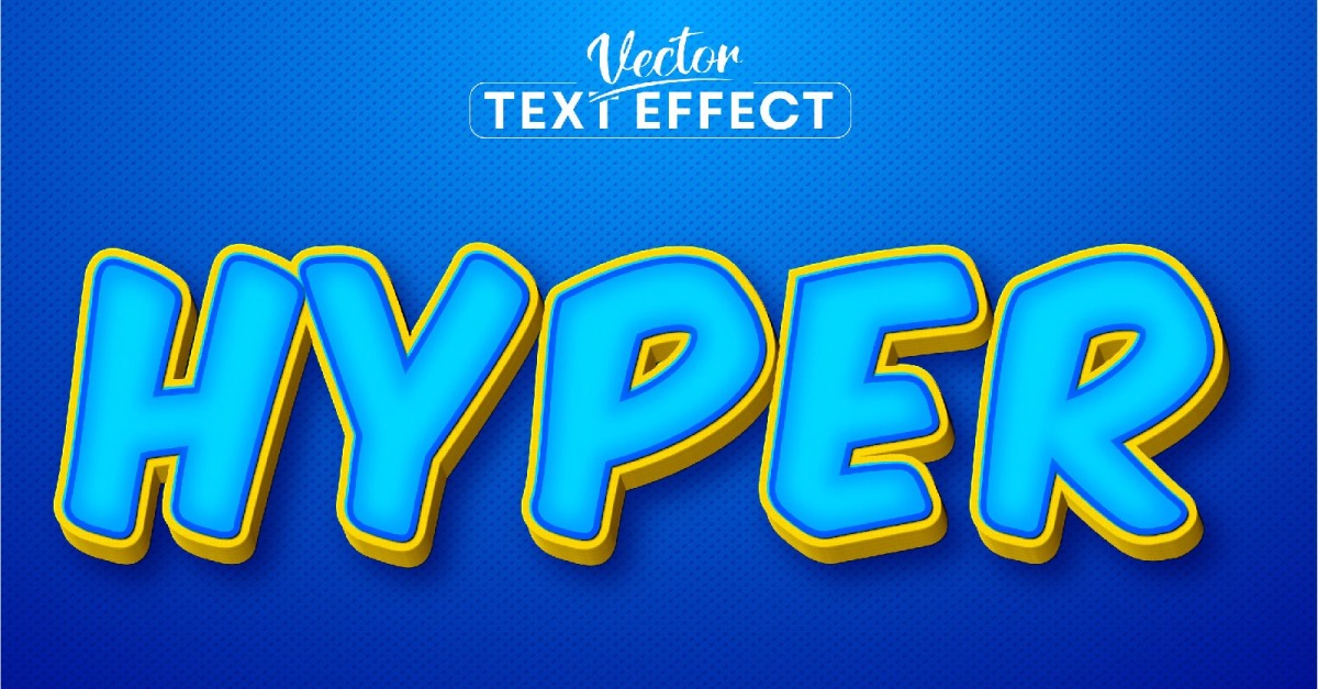 Hyper - Editable Text Effect, Cartoon Font Style, Graphics Illustration