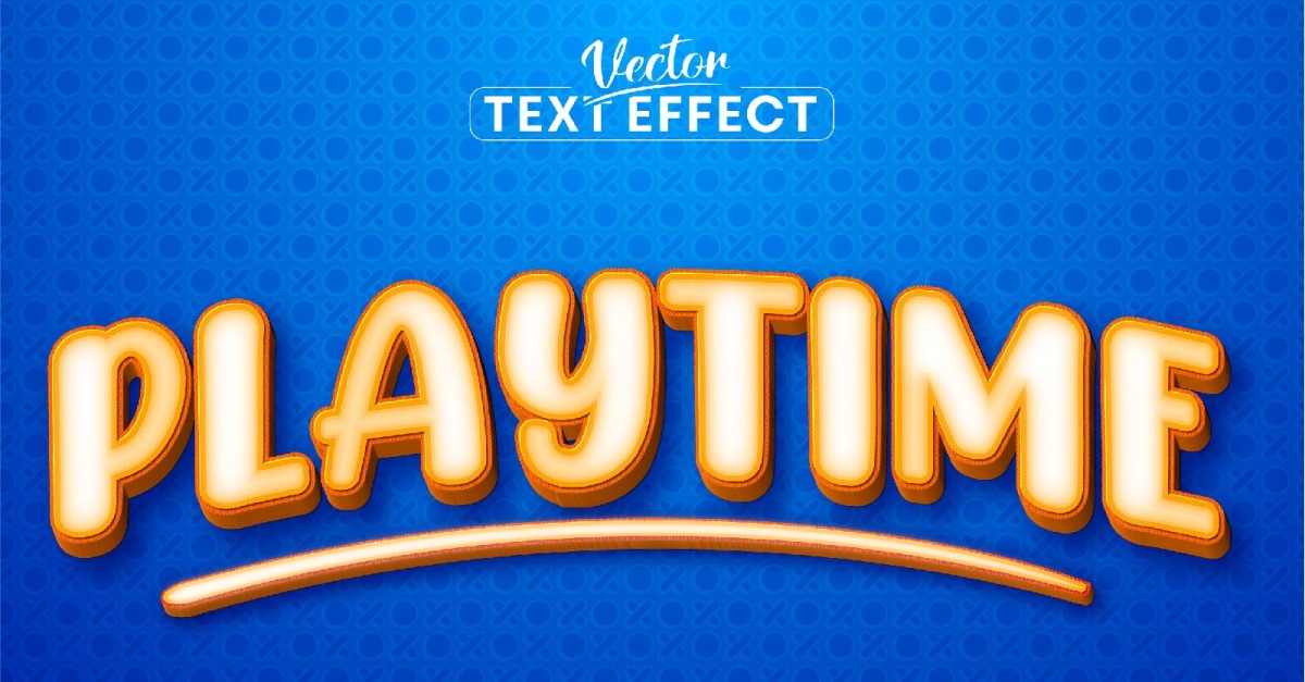 Playtime - Editable Text Effect, Cartoon Font Style, Graphics Illustration