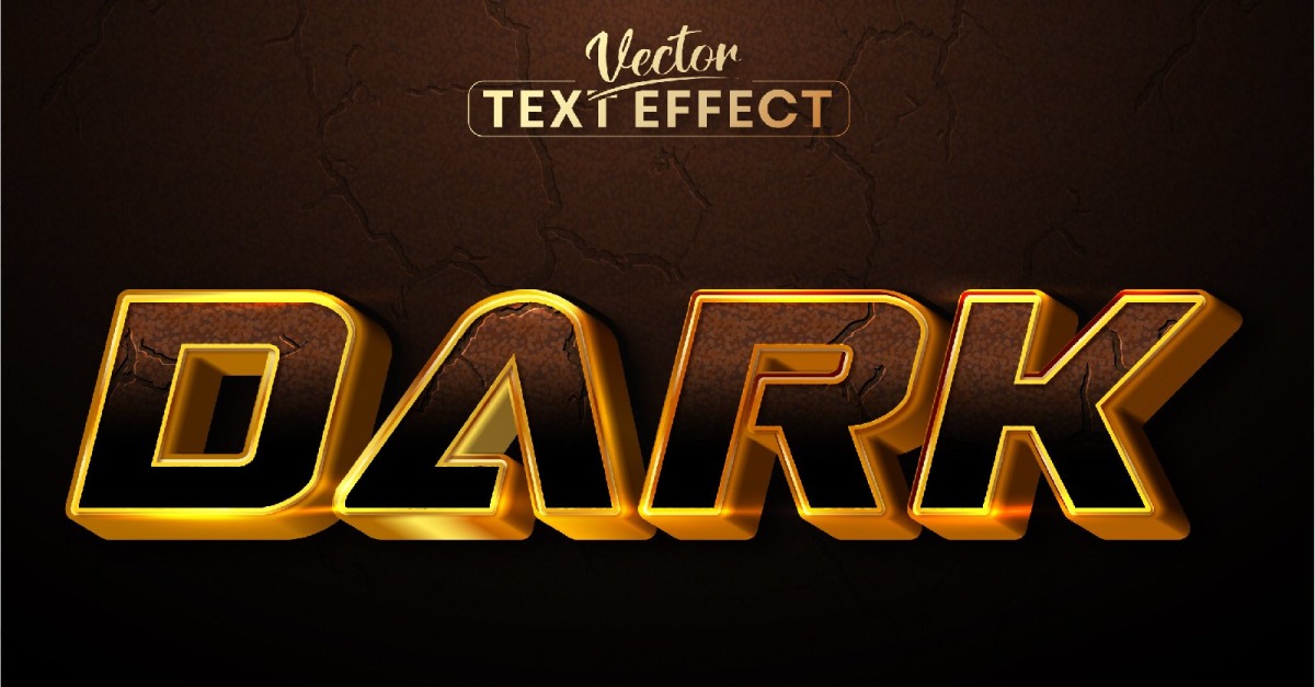 Dark - Editable Text Effect, Brown And Gold Textured Font Style ...