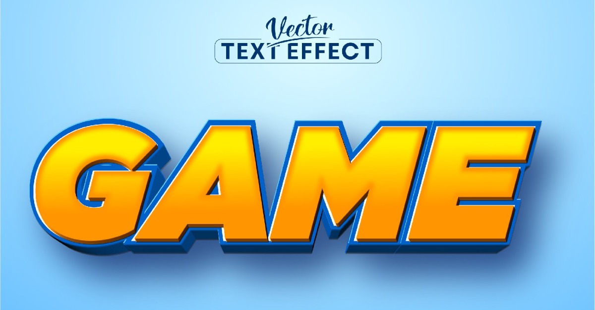 Game - Editable Text Effect, Blue And Orange Color Cartoon Font Style ...