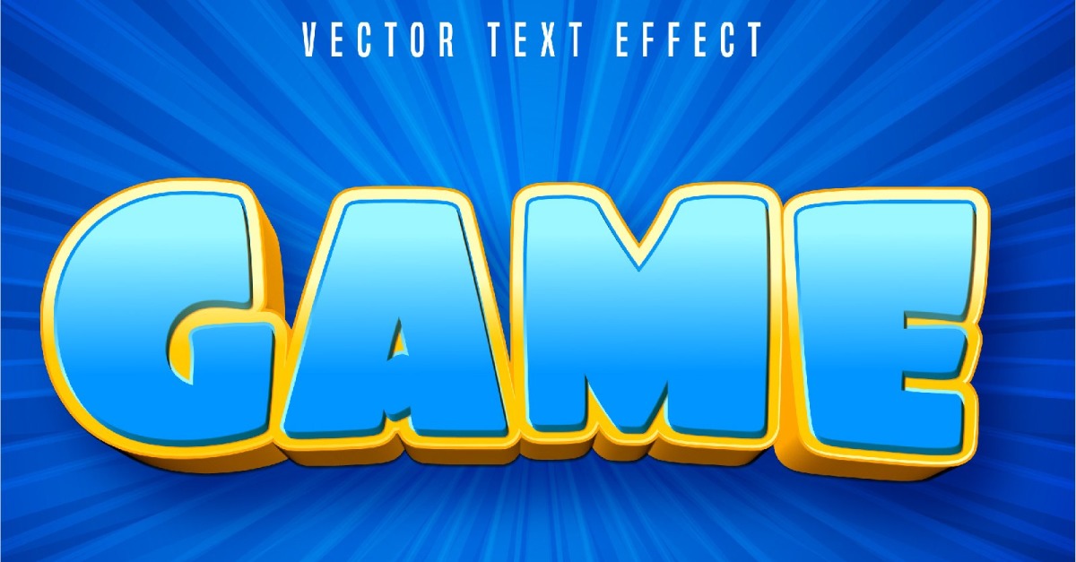 Game - Editable Text Effect, Yellow And Blue Cartoon Font Style ...
