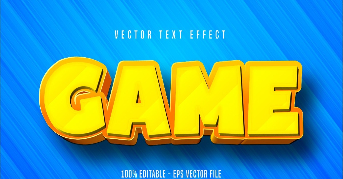 Game - Editable Text Effect, Yellow Cartoon Font Style, Graphics ...