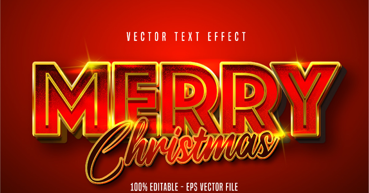 Merry Christmas - Editable Text Effect, Gold And Red Font Style ...