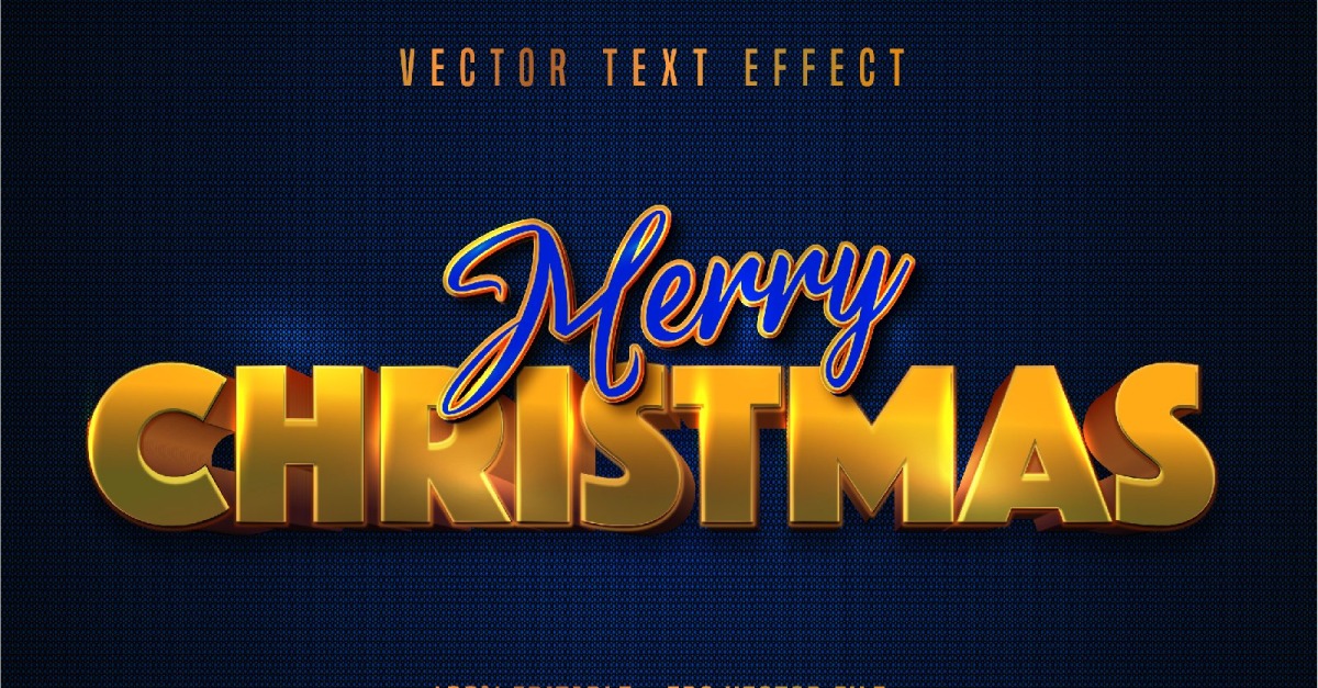 Merry Christmas - Editable Text Effect, Golden Color Font Style ...