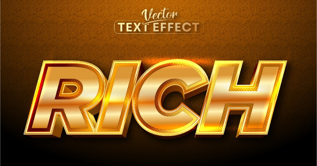 Rich - Editable Text Effect, Gold Textured Font Style, Graphics ...