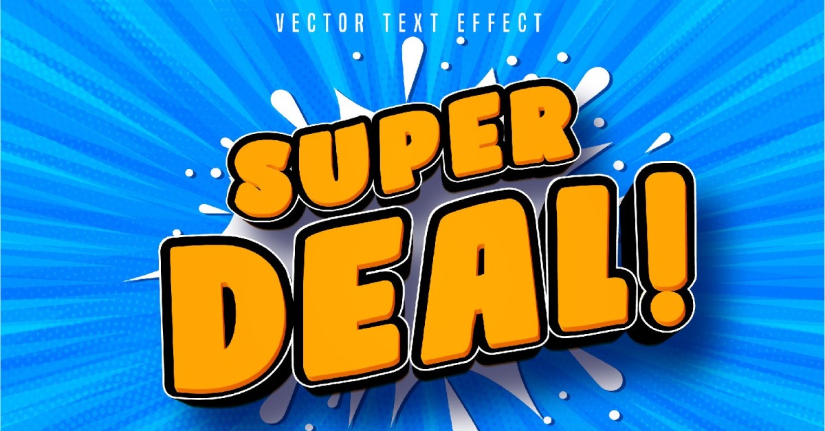 Super Deal - Editable Text Effect, Cartoon Font Style, Graphics ...