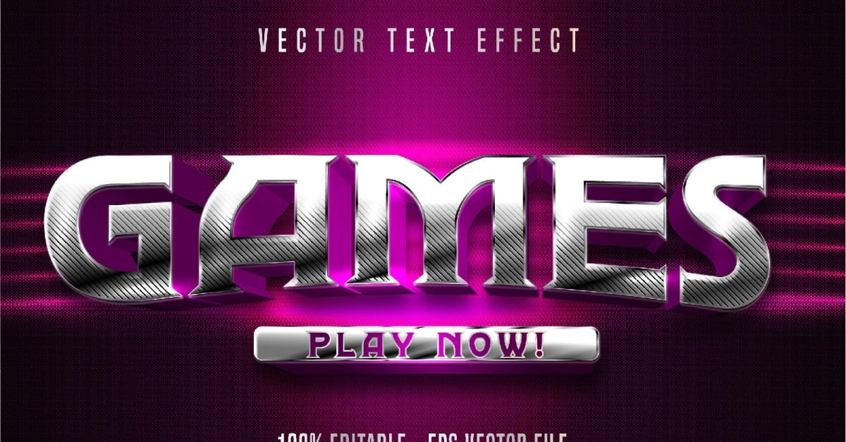 Games - Editable Text Effect, Silver Color Game Font Style, Graphics ...