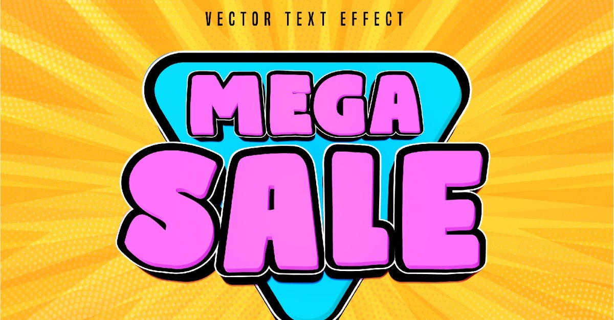 Mega Sale - Editable Text Effect, Pink Cartoon Font Style, Graphics ...