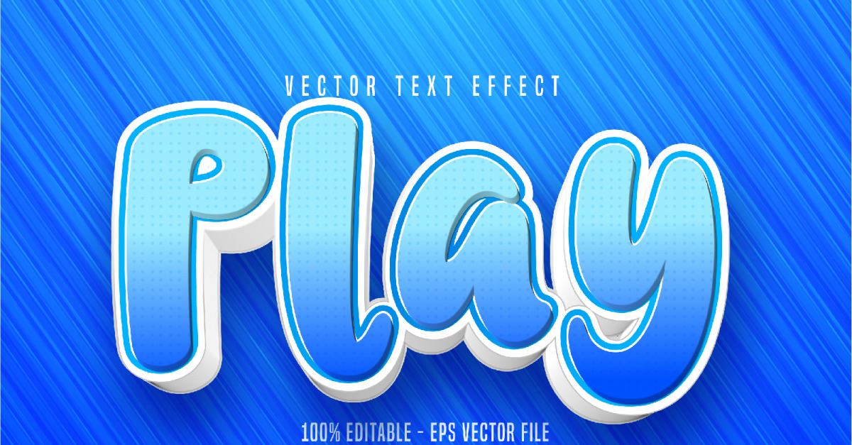 Play - Editable Text Effect, Blue Color Game Font Style, Graphics ...