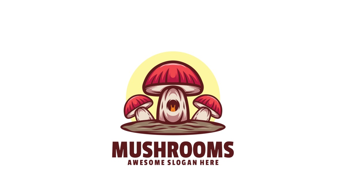 Logotipo da mascote simples do cogumelo - TemplateMonster